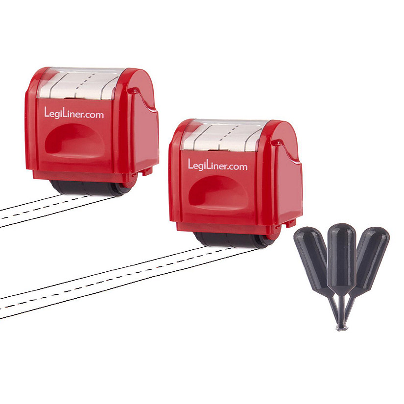 Legiliner Bundle of 2 Red Dashed Handwriting Line and Large Ink Refill Set