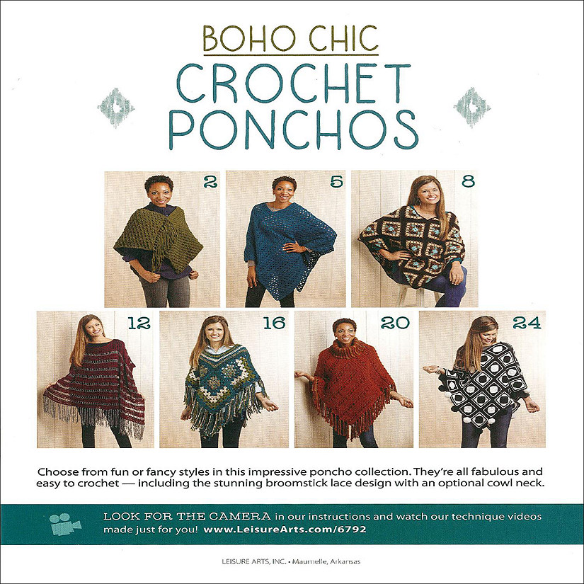 Leisure Arts Boho Chic Crochet Ponchos Bk | Oriental Trading