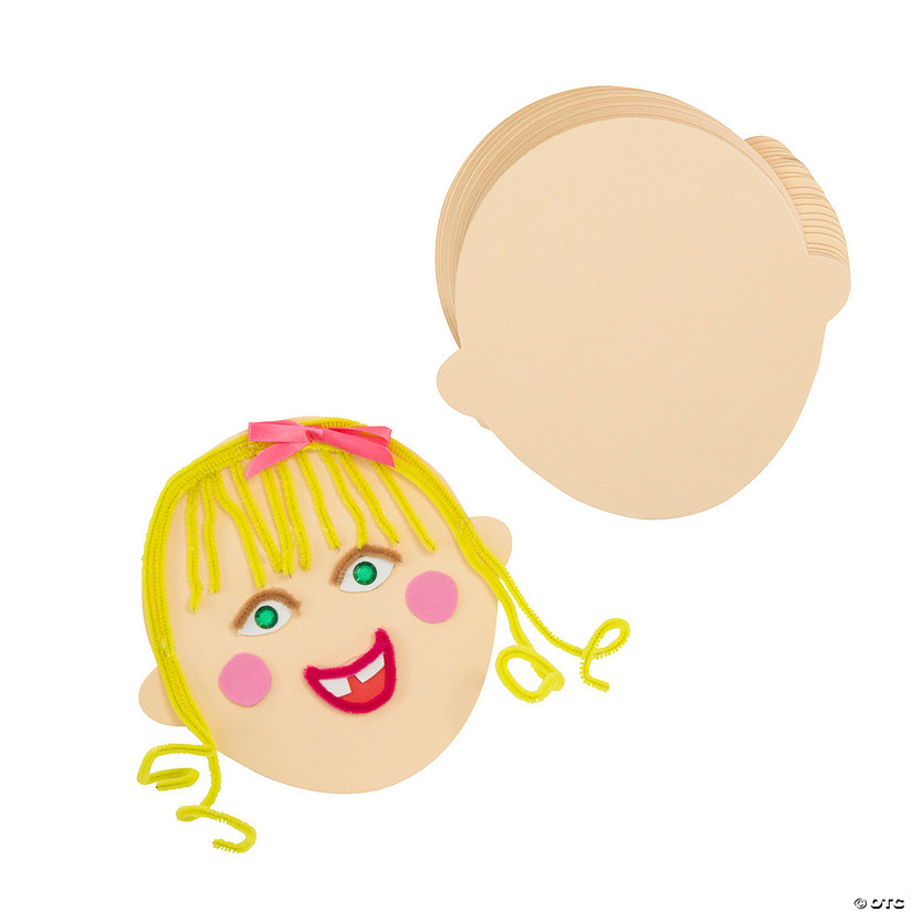 Light Skin Tone Foam Face Shape Cutouts - 24 Pc. | Oriental Trading