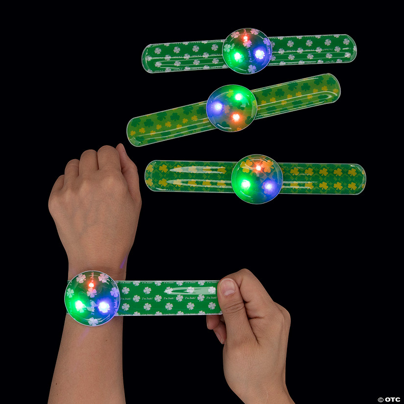 Light-Up Shamrock Slap Bracelets - 12 Pc. - Discontinued