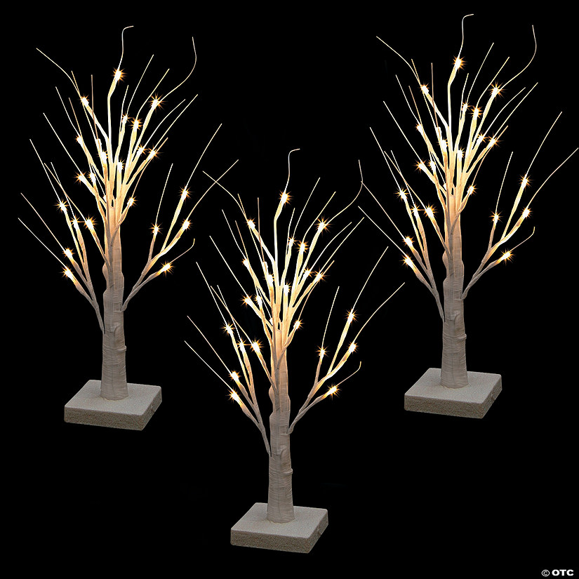 Light-Up White Tree Tabletop Decorations - 3 Pc.