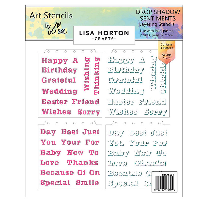 Lisa Horton Crafts Layering Stencils-Drop Shadow Sentiments | Oriental ...
