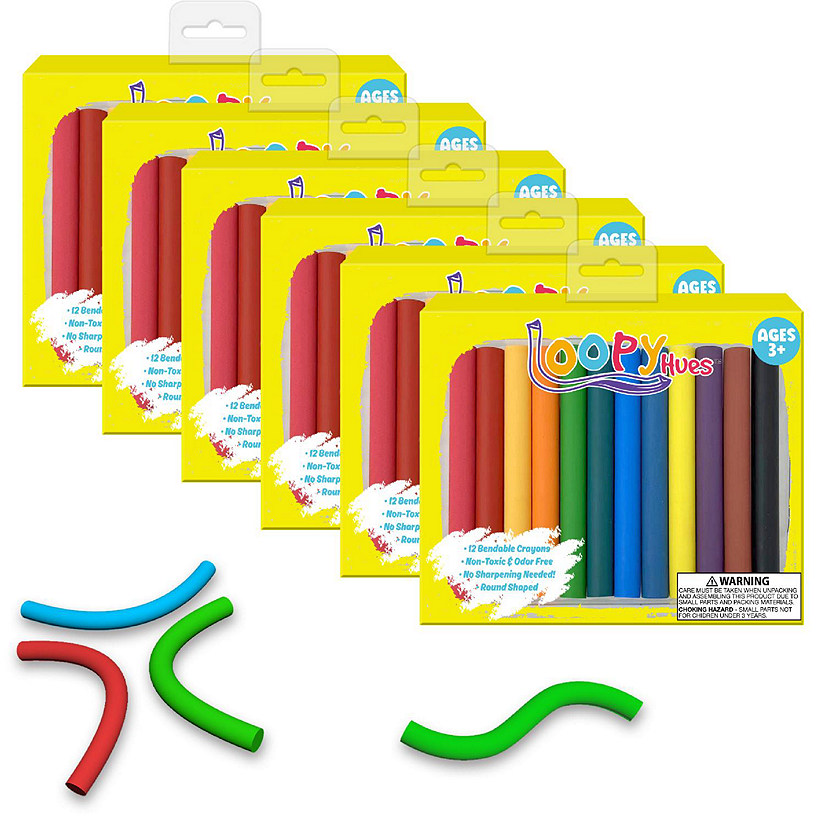 Loopy Hues Round Shaped Bendable Crayons - 12 Per Pack, 6 Packs ...