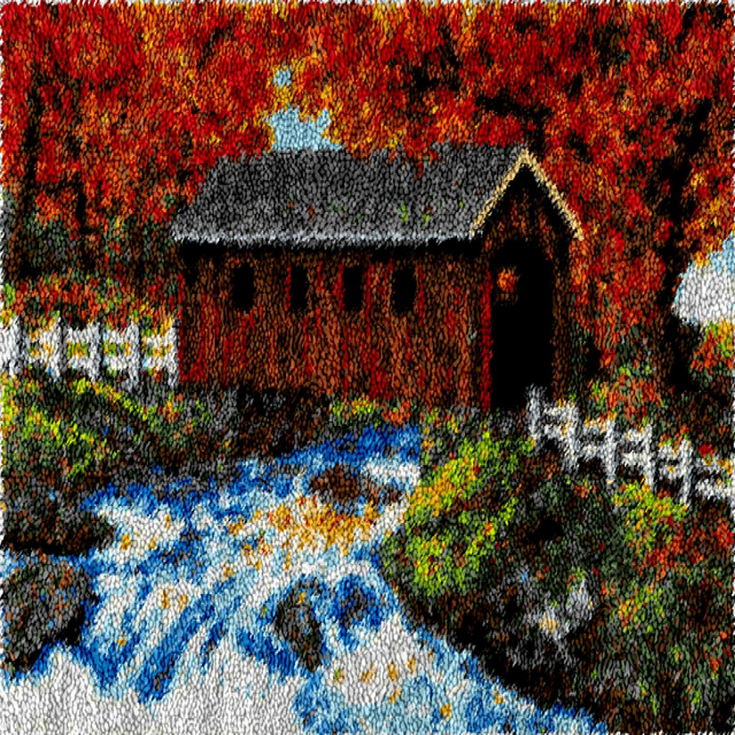 LovelyLust.com Covered Bridge Fall Rug Making Latch Hooking Kit ...