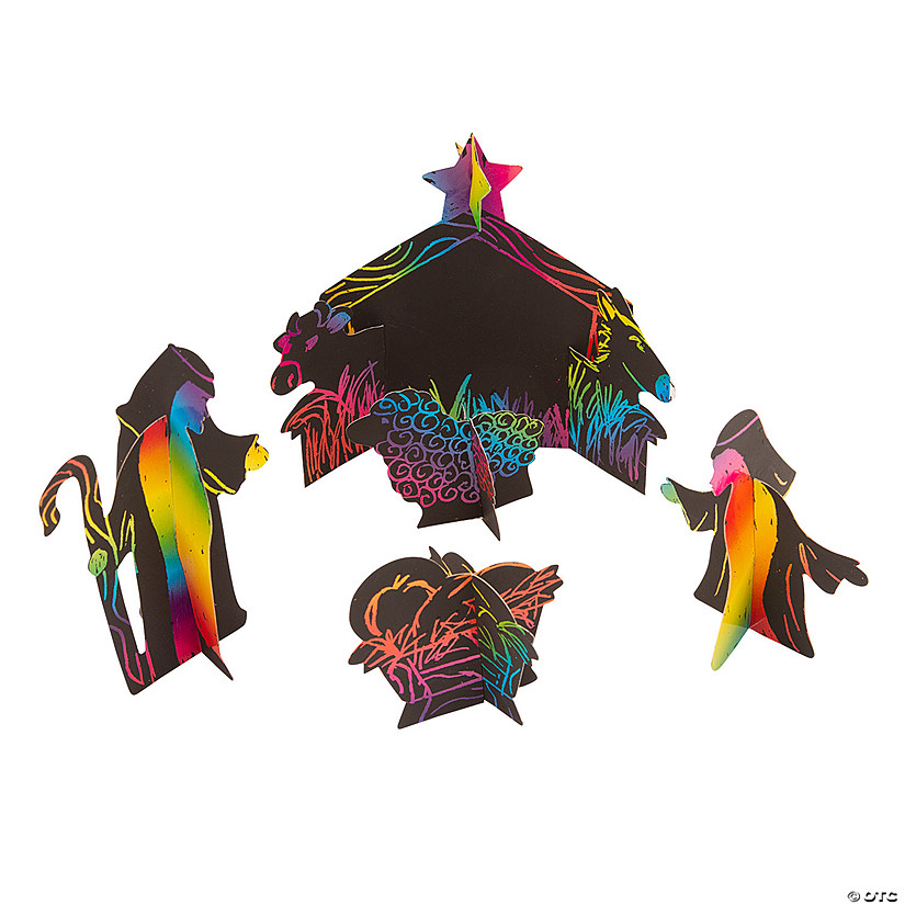 Magic Color Scratch Nativity Scene Stand-Ups - 12 Pc. | Oriental Trading