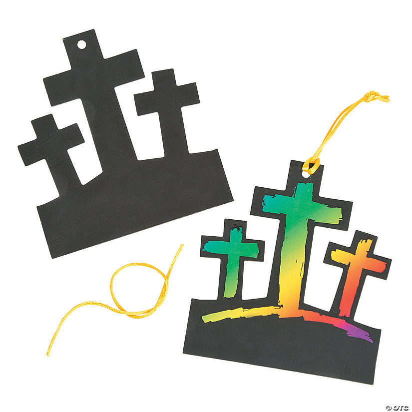 Magic Color Scratch The Three Crosses Ornaments - 24 Pc. | Oriental Trading
