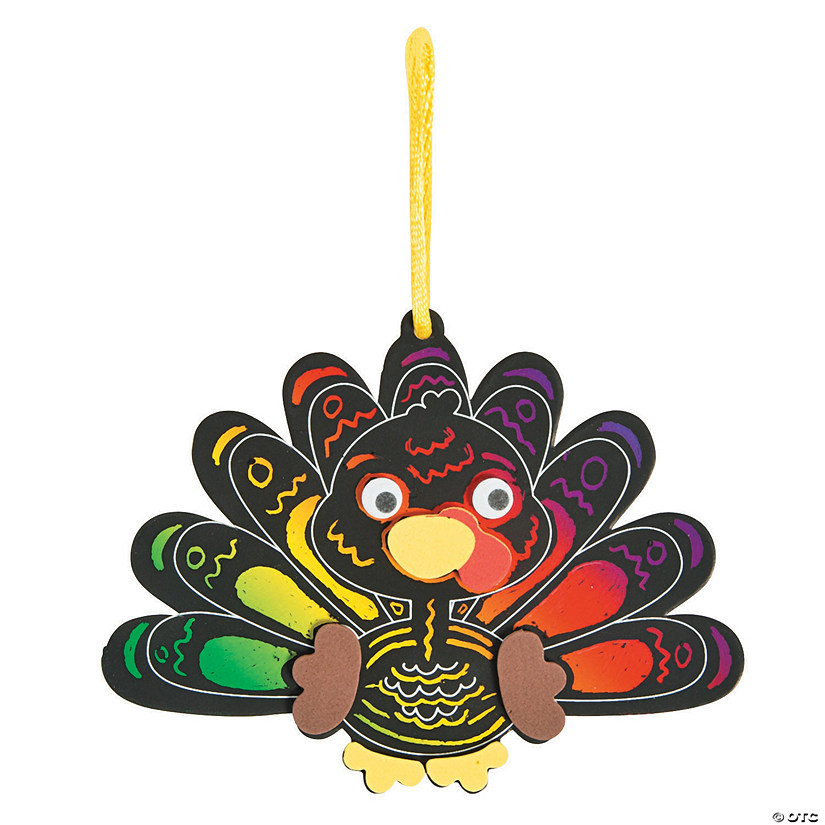 Magic Color Scratch Turkey Ornament Craft Kit - Makes 12