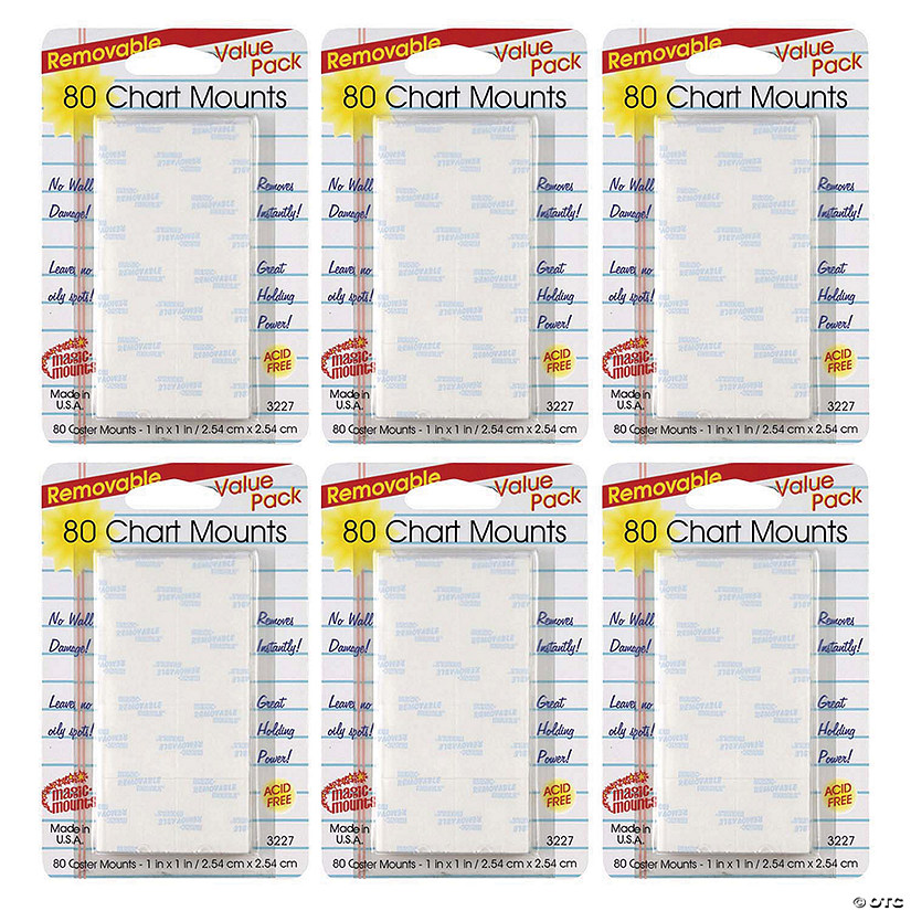 Magic Mounts Removable Chart Tabs, 1" x 1", 80 Per Pack, 3 Packs ...