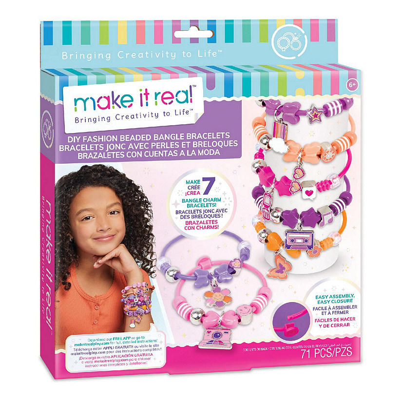 Make It Real Diy Fashion Beaded Bangle Bracelets Kit 71 Pieces