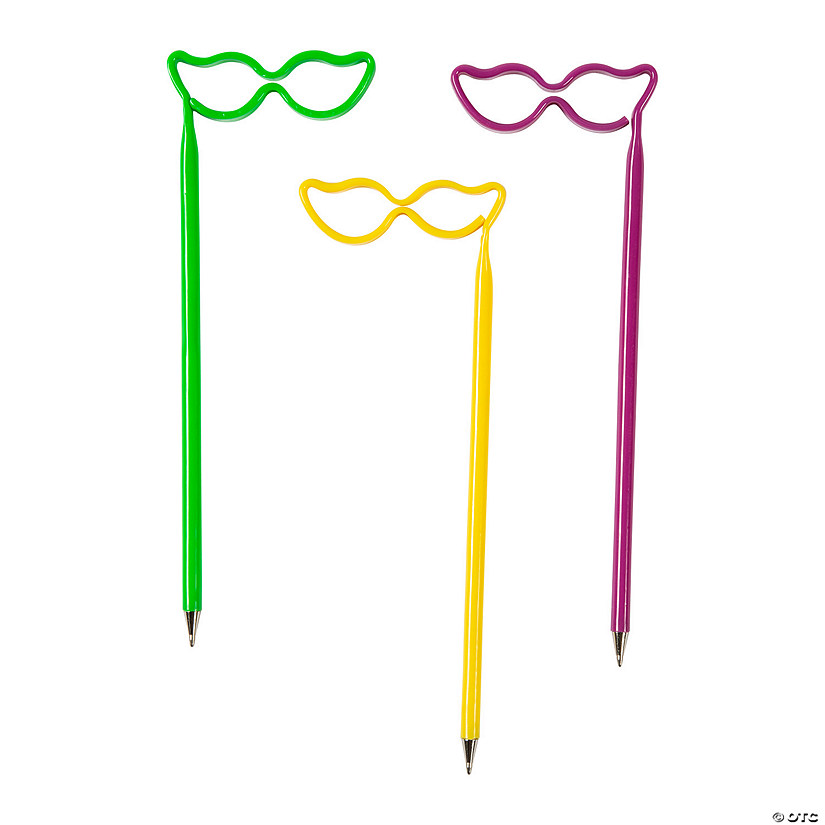 Mardi Gras Mask-Shaped Pens - 12 Pc. - Discontinued