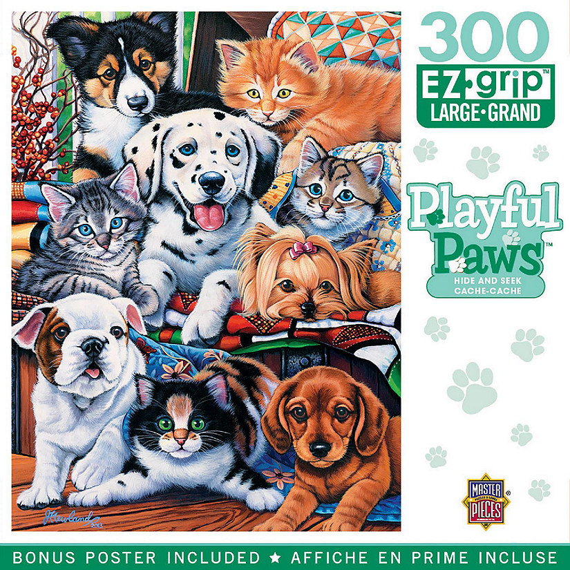MasterPieces Playful Paws - Hide and Seek 300 Piece EZ Grip Puzzle ...