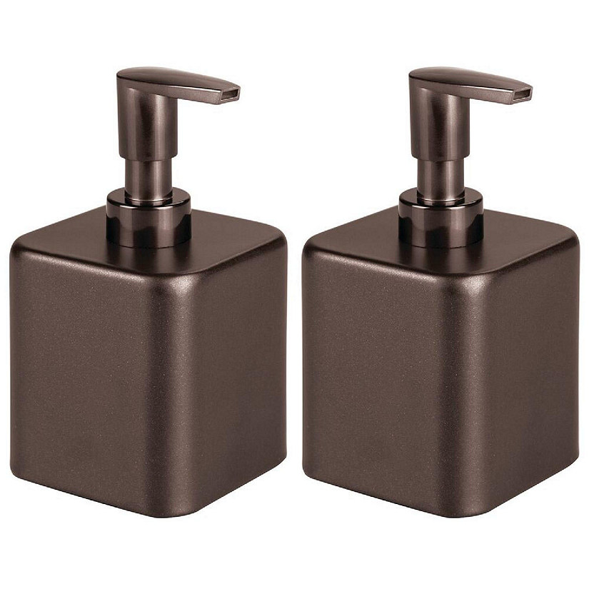 mDesign Compact Square Metal Soap Dispenser - Liquid Soap Pump - 2 Pack ...