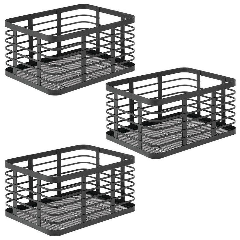 mDesign Flat Wire Basket for Kitchen Organization,12" Wide, 3 Pack ...
