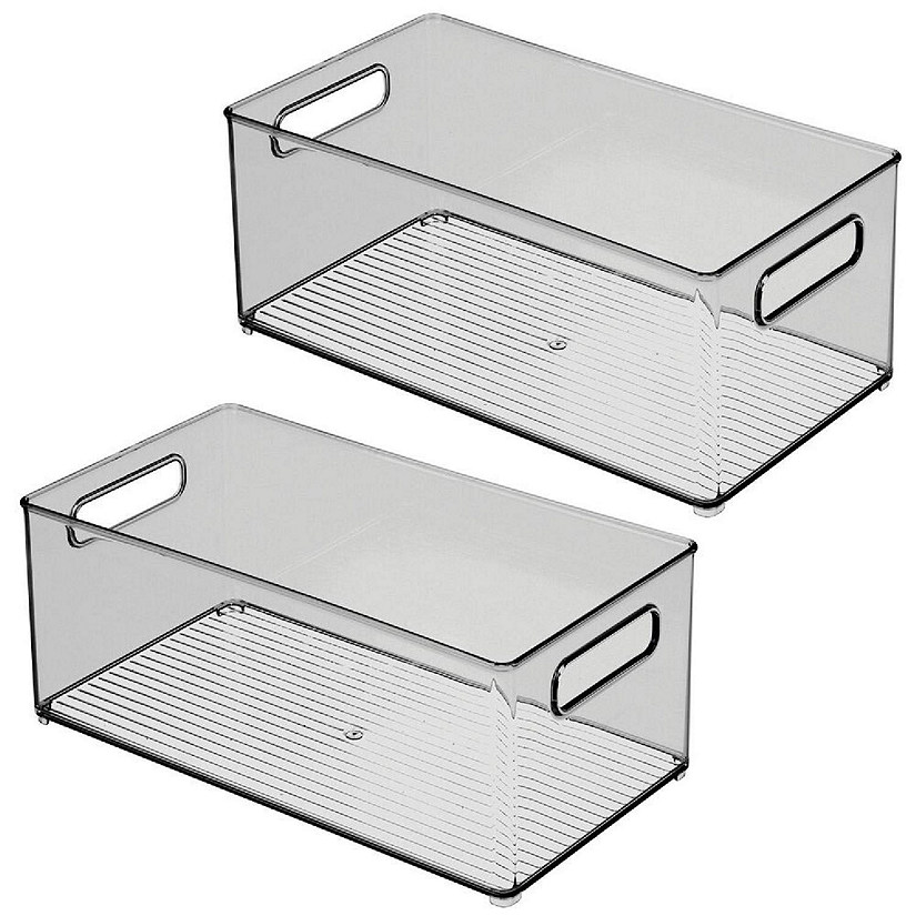 mDesign Large Deep Plastic Kitchen Storage Organizer Bin, Handles, 2 ...