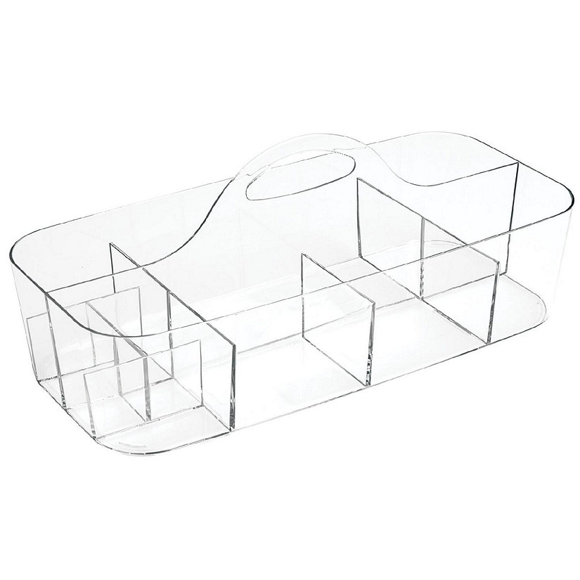 mDesign Plastic Divided Cosmetic Organizer Caddy Tote Bin with Handle ...