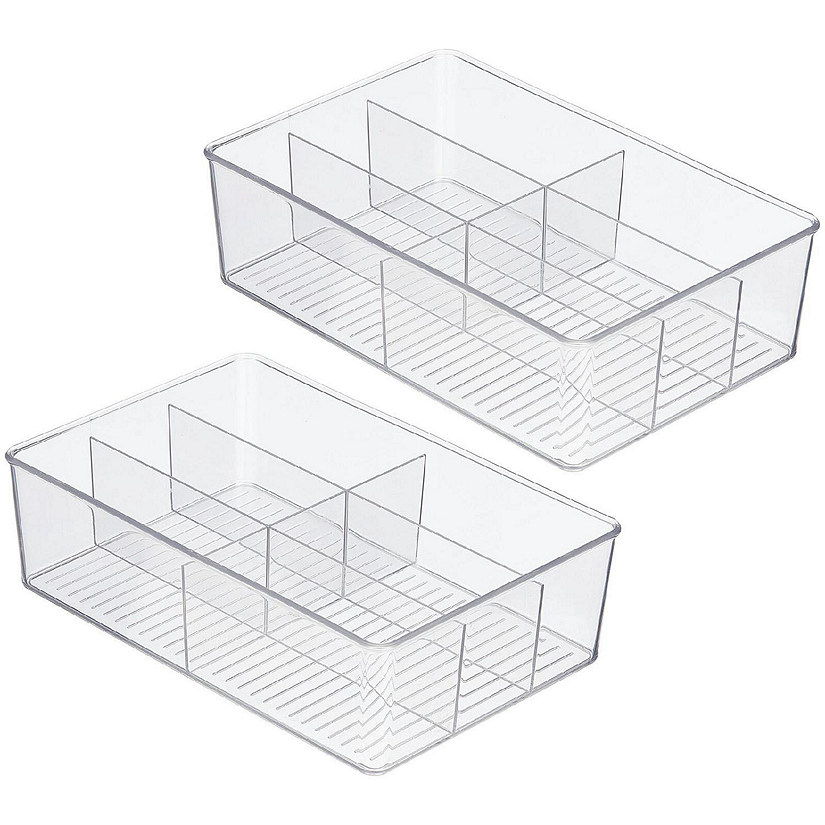 mDesign Plastic Kitchen Cabinet Divided Storage Organizer Bin, 2 Pack ...