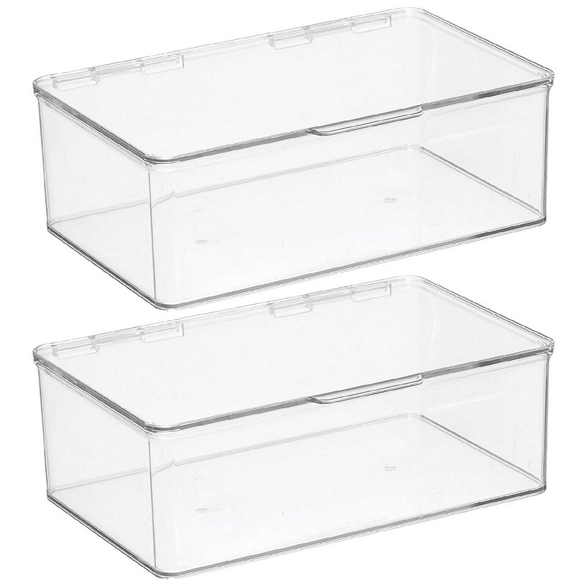 mDesign Plastic Playroom/Gaming Storage Organizer Box, Hinge Lid, 2 ...