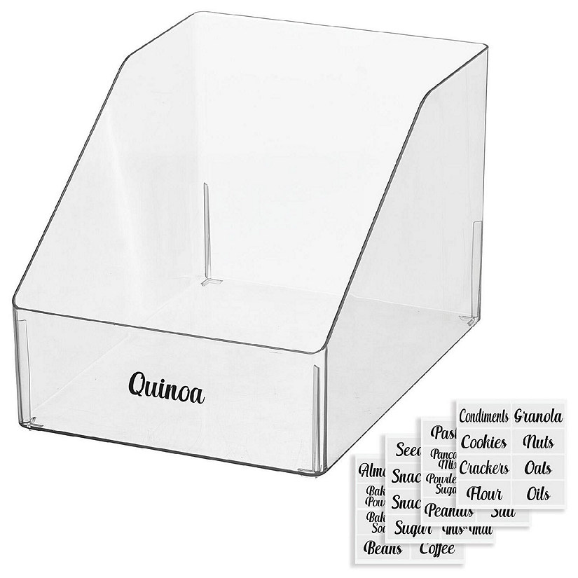 mDesign Plastic Slanted Open Front Kitchen Storage Bin, 1 Bin + 32 ...
