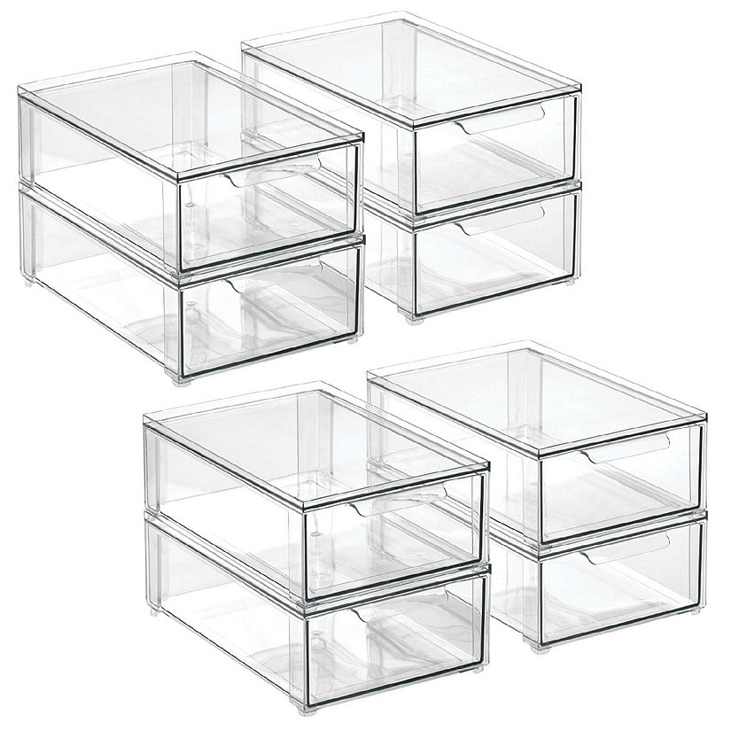 mDesign Plastic Stacking Closet Storage Organizer Bin with Drawer, 8 ...