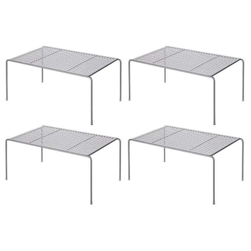 mDesign Small Raised Metal Storage Shelf for Kitchen Pantry, 4 Pack ...