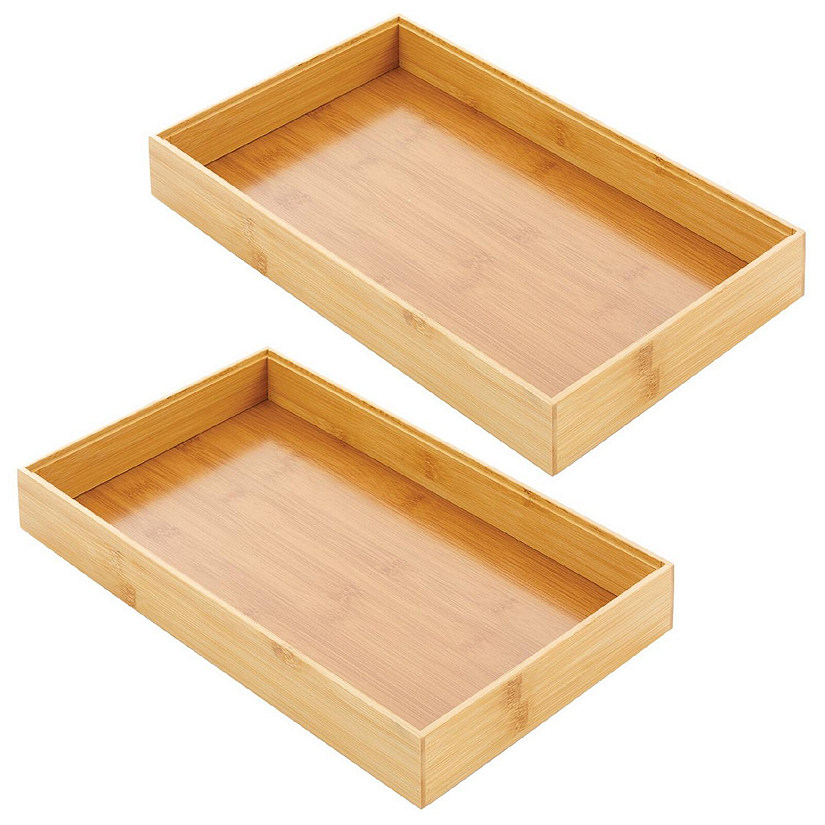 mDesign Stackable 15" Long Office Bamboo Drawer Organizer, 2 Pack ...