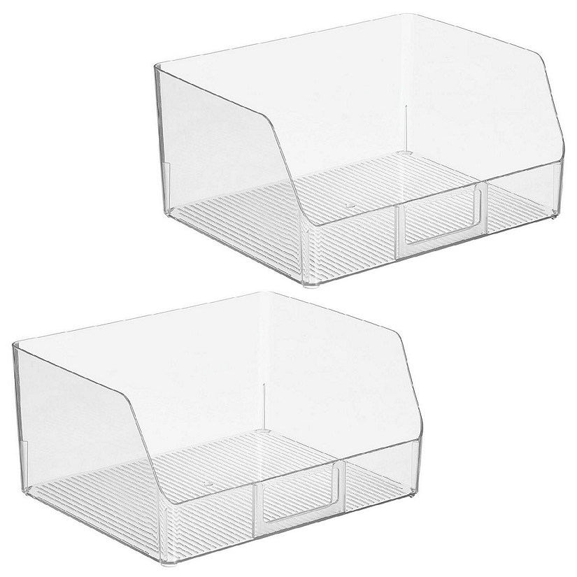 mDesign Wide Plastic Food Storage Bin, Label Holder - 12" Width - 2 ...