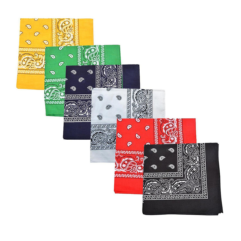 Mechaly Paisley 100% Cotton Bandanas - 6 Pack (Mixed) | Oriental Trading