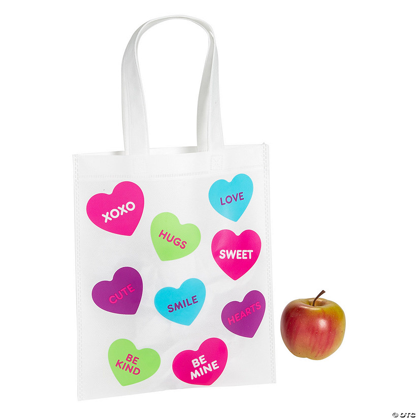 Medium Conversation Hearts Laminated Tote Bags - 12 Pc. | Oriental Trading