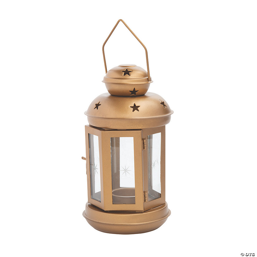 Medium Gold Metallic Lantern with Stars - Discontinued