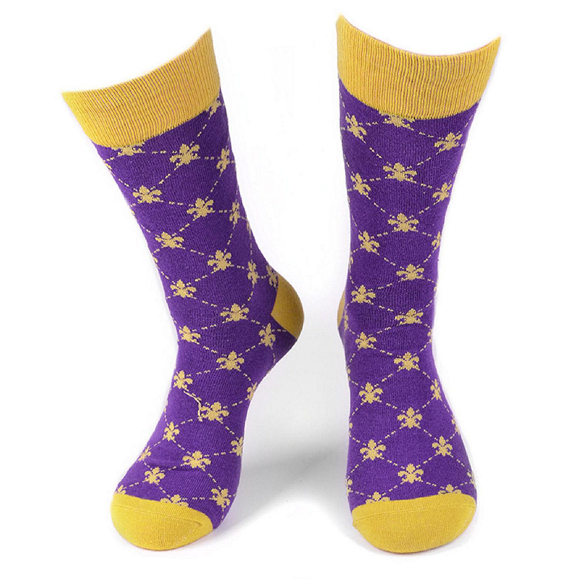 Men's Cotton Mardi Gras Socks - Fleur De Lis Pattern | Oriental Trading