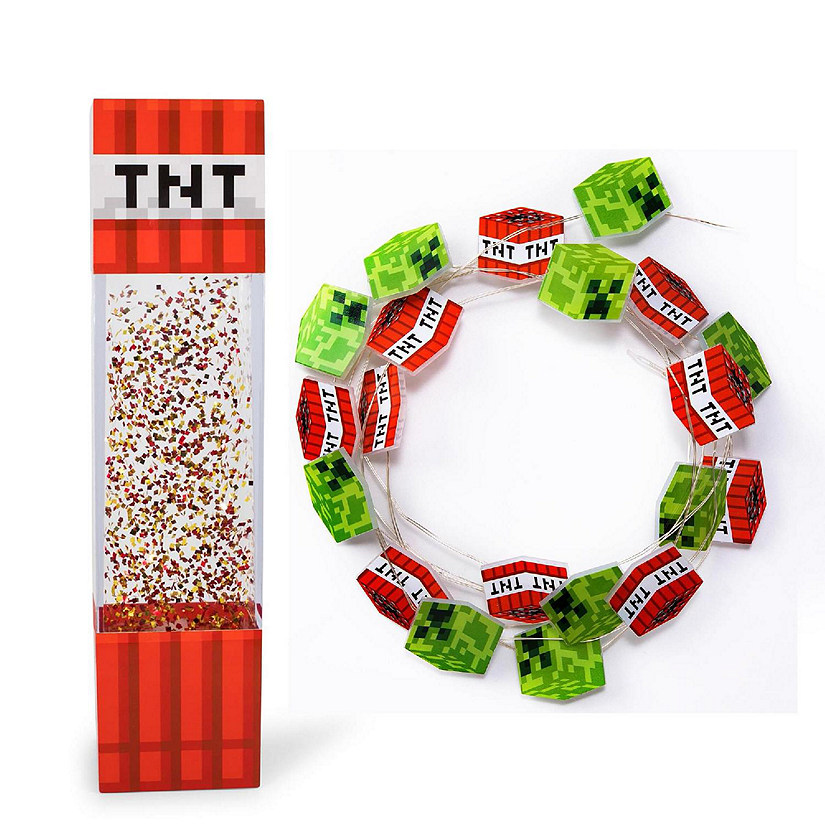 Minecraft 2 Piece TNT Decor Bundle Glitter Lamp and String Lights ...