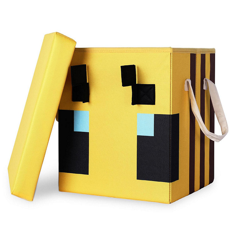 Minecraft Bee Fabric Storage Bin Cube Organizer with Lid 15 Inches ...