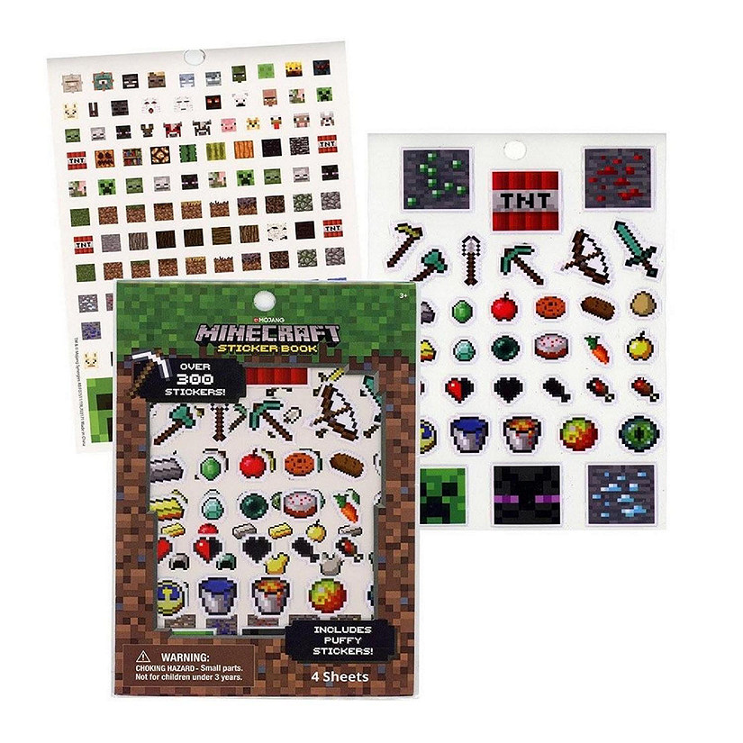 Minecraft Sticker Book 4 Sheets Over 300 Stickers | Oriental Trading