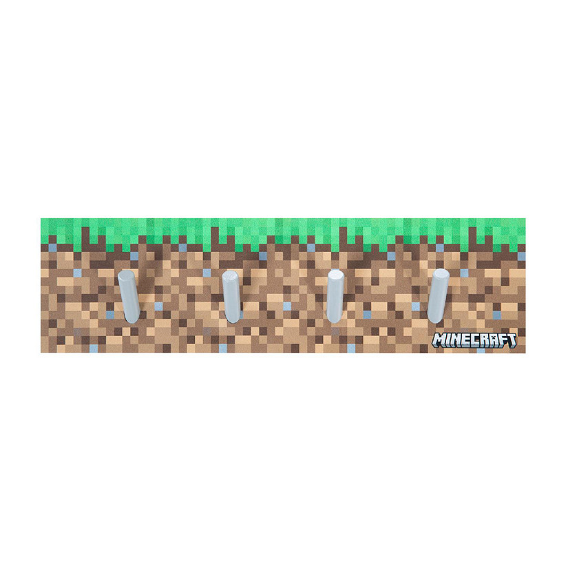 Minecraft Wooden Coat Rack - Wall-Mounted With 4 Peg Hooks, Pixel ...