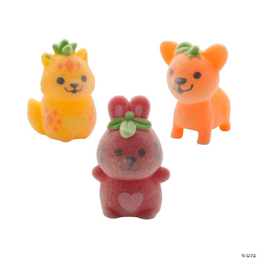 Mini Flocked Cute Fruit Animals – 24 Pc. | Oriental Trading