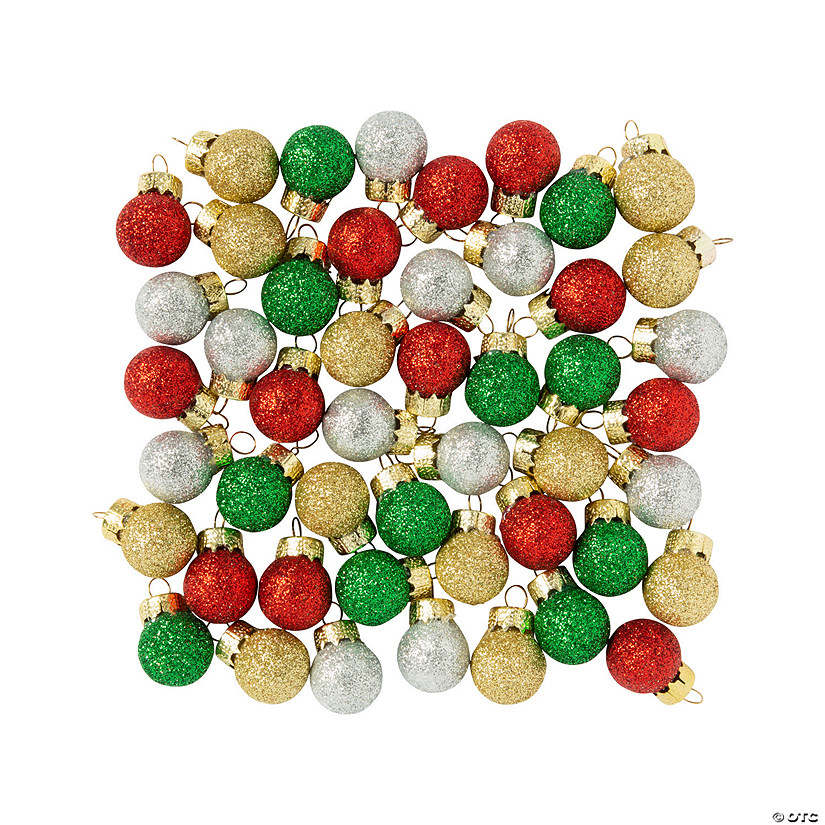 Mini Glitter Craft Christmas Bulbs - 48 Pc.
