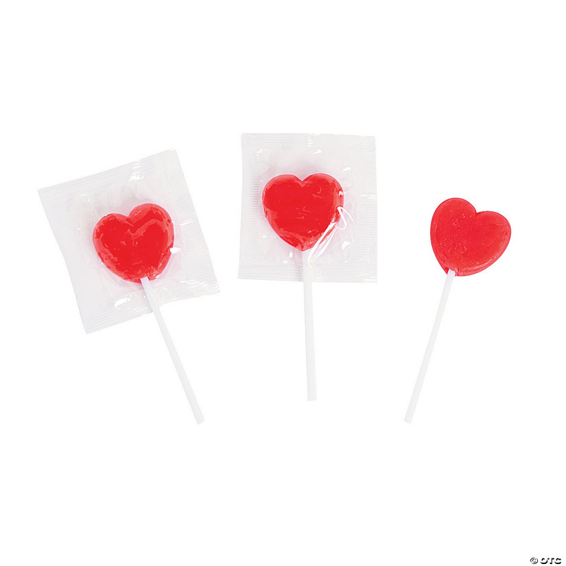 Mini Heart Lollipops - 65 Pc.