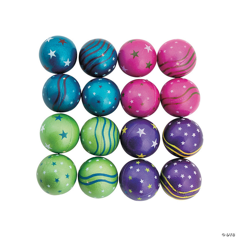 Mini Rubber Metallic Star Handball Assortment - 24 Pc. | Oriental Trading