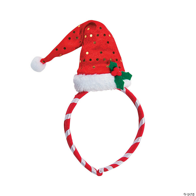 Mini Santa Hat Headbands - 6 Pc.