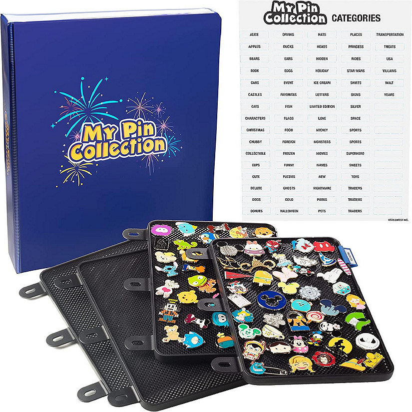My Pin Collection 3-Ring Album Binder w 4 Enamel Pin Pages - Patented Design Lays Pages Flat ...
