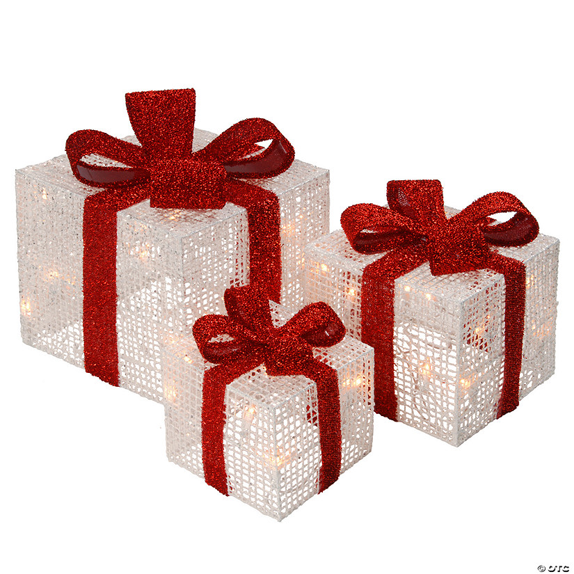 National Tree Company Pre-Lit White Thread Gift Box Assortment ...