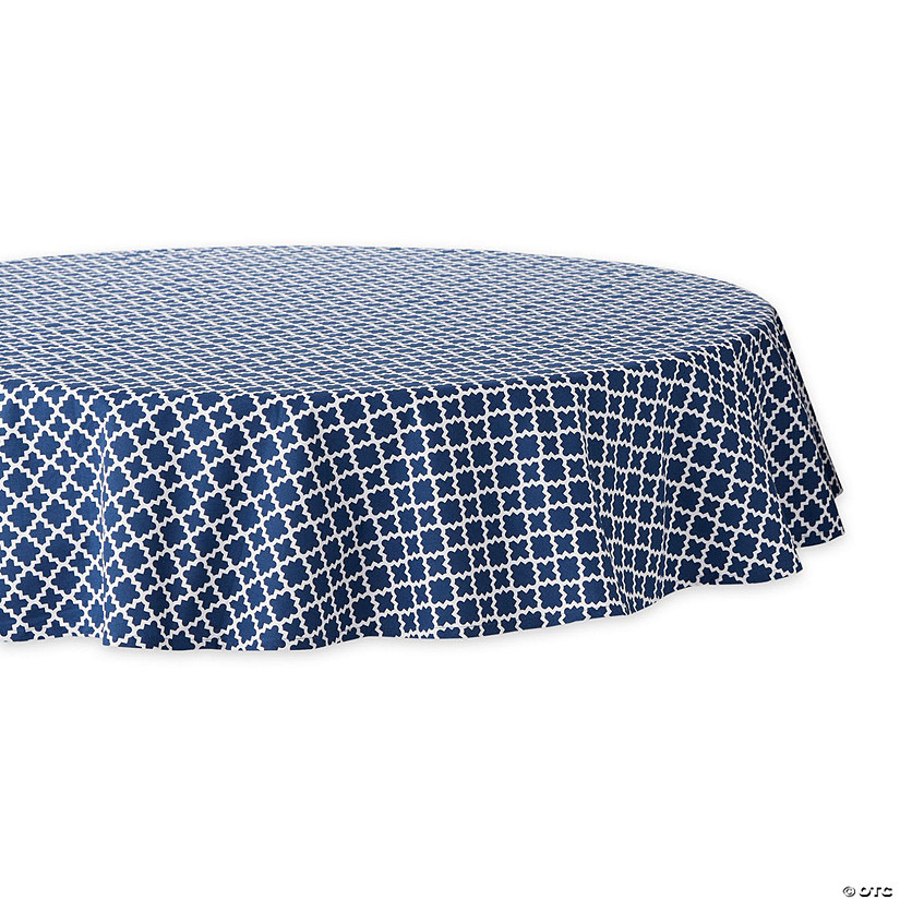Nautical Blue Lattice Tablecloth 70 Round