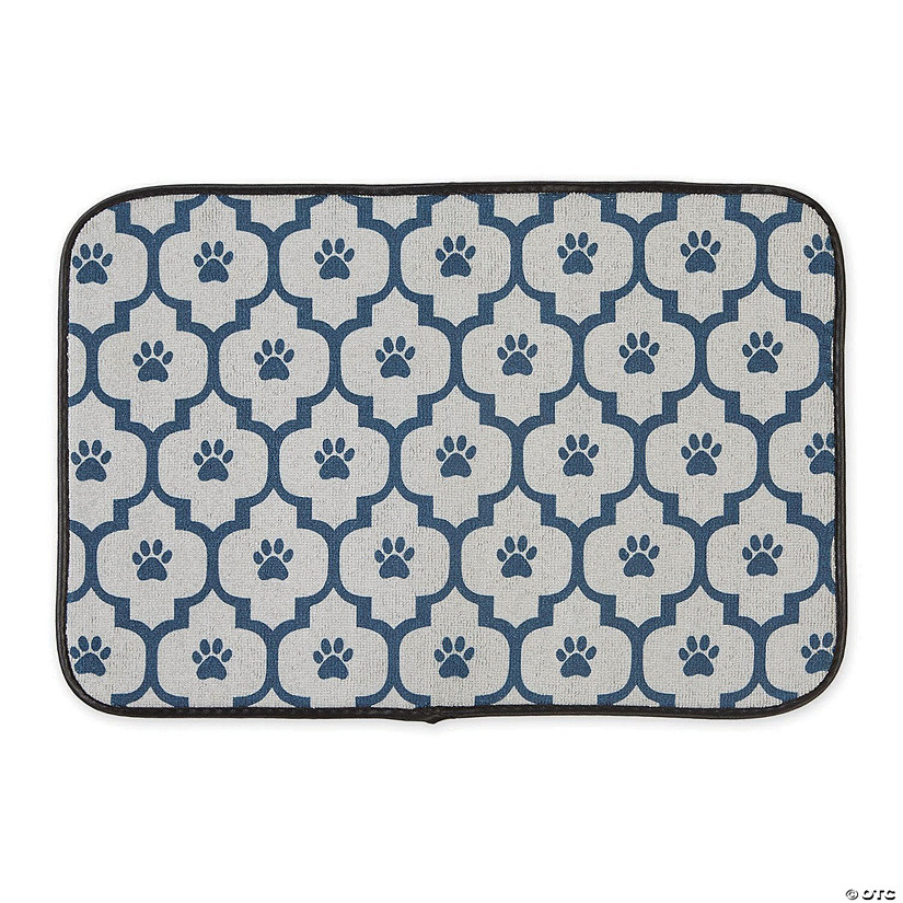 Navy Lattice Paw Pet Mat