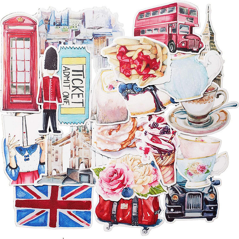 Navy Peony England Travel Scrapbooking Sticker | Oriental Trading