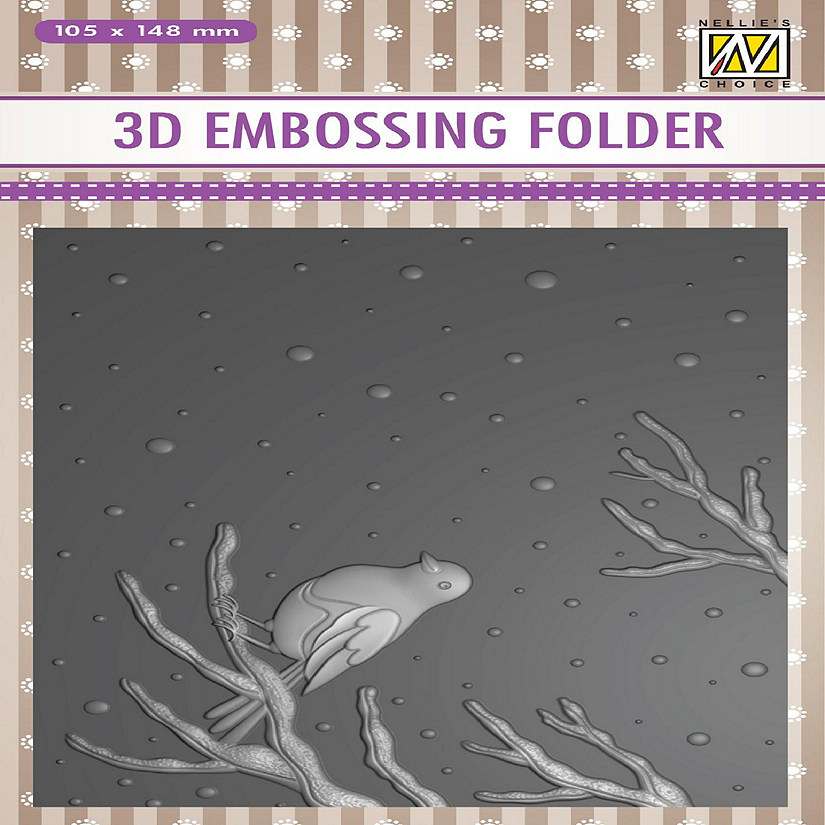 Nellie's Choice 3D Embossing Folder Bird on Branch | Oriental Trading