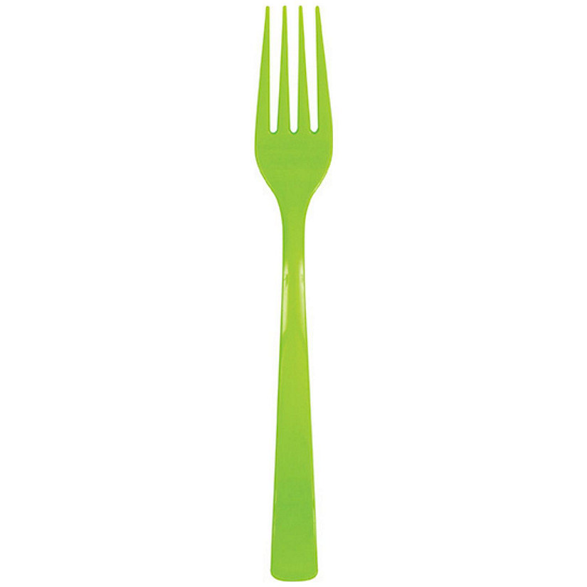Neon Green Solid Plastic Forks - 18ct | Oriental Trading