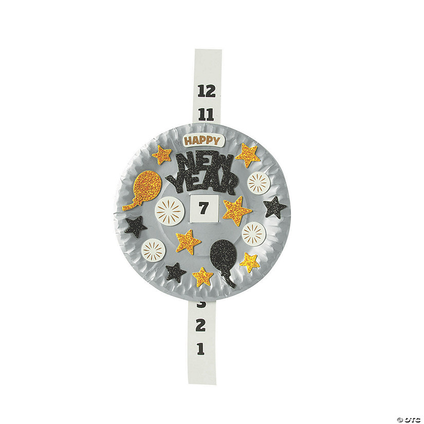 New Year’s Paper Plate Countdown Craft Kit - Makes 12 - Discontinued
