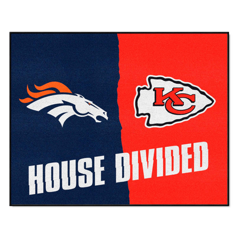 NFL Broncos / Chiefs House Divided Rug | Oriental Trading