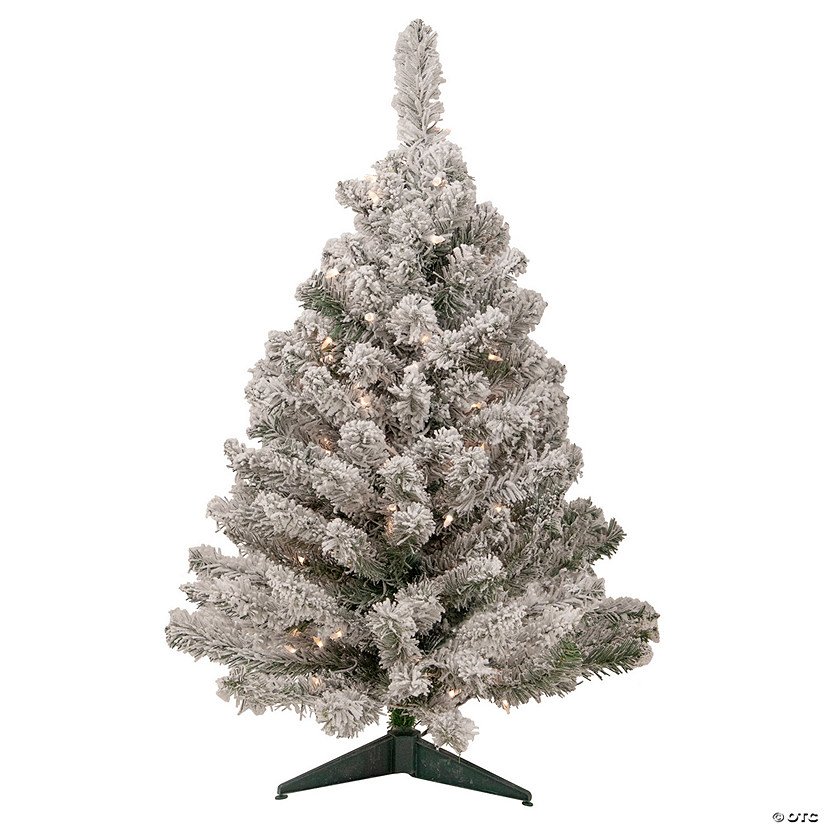 Northlight 3' Pre-Lit Heavily Flocked Madison Pine Medium Artificial ...