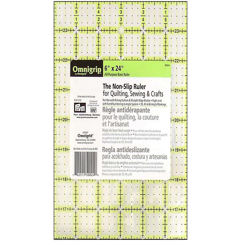 Omnigrid Omnigrip Non-Slip Rectangle Ruler - 6 x 24 in.